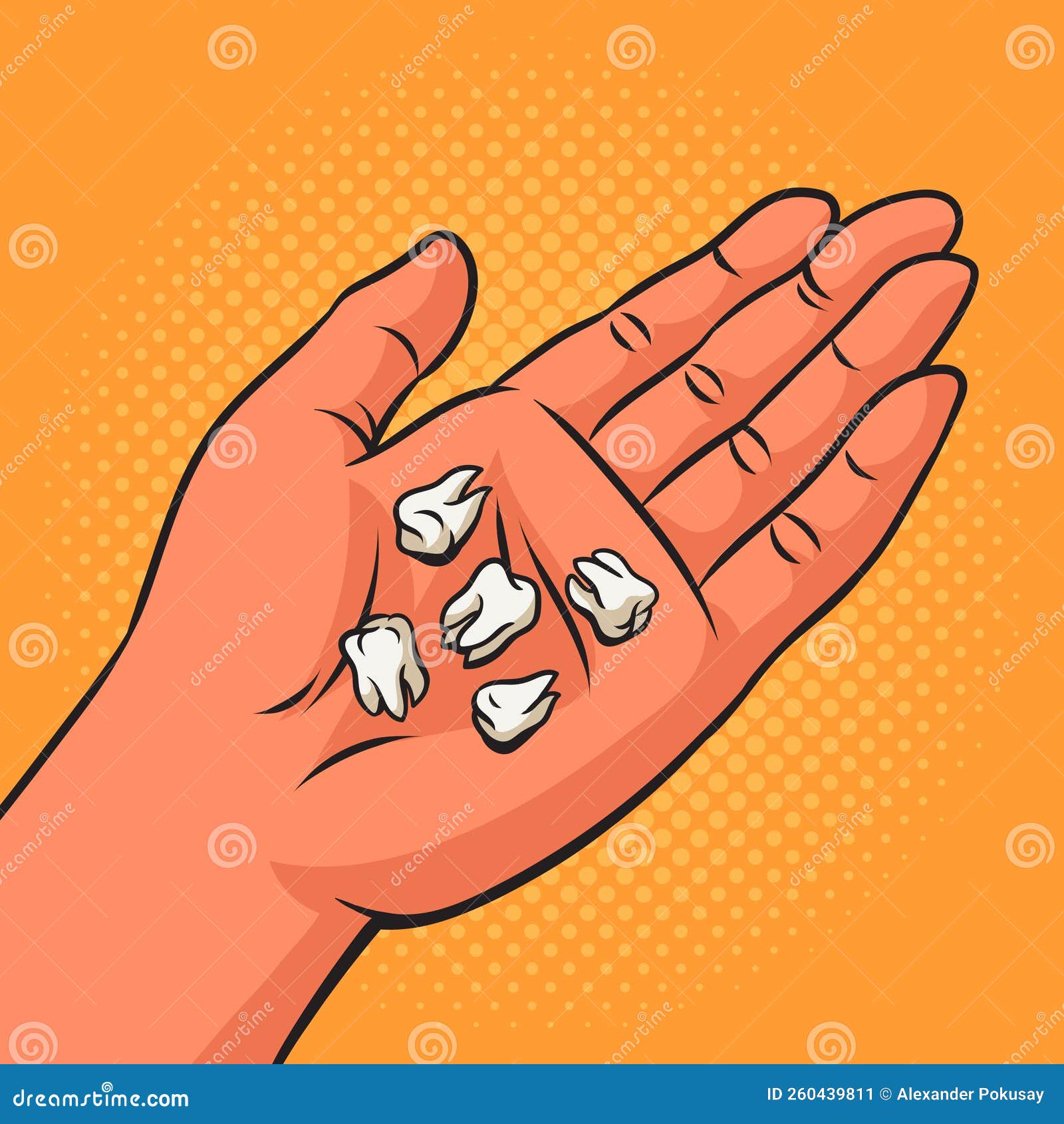 Pulled Teeth in Hand Pinup Pop Art Vector Stock Vector - Illustration ...