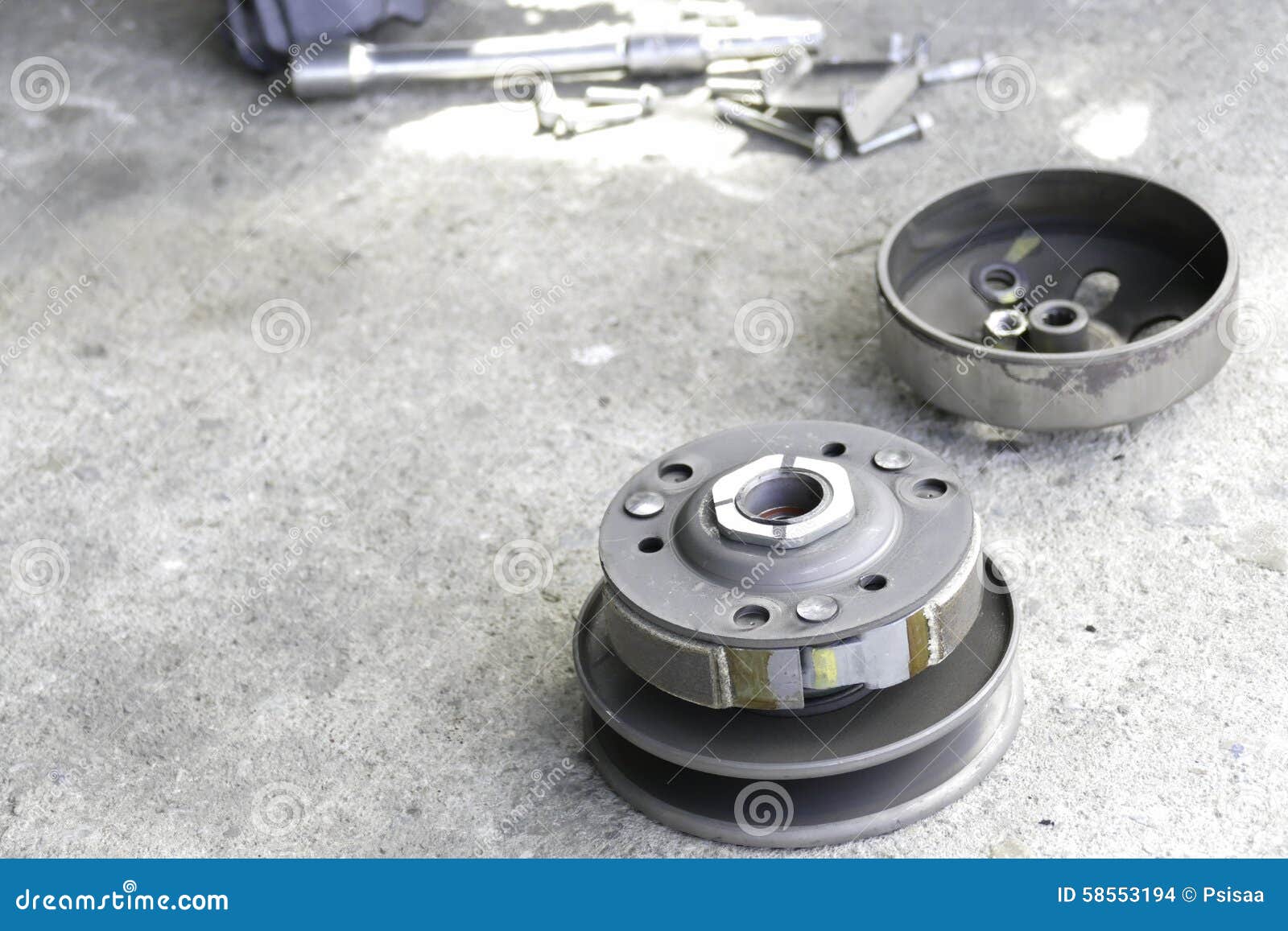 The pulley of motorcycle stock photo. Image of variator - 58553194