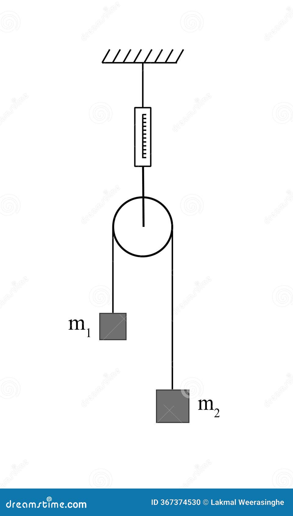 Pulley Line Colourful Vector Illustration. Physics Mechanics Concept ...