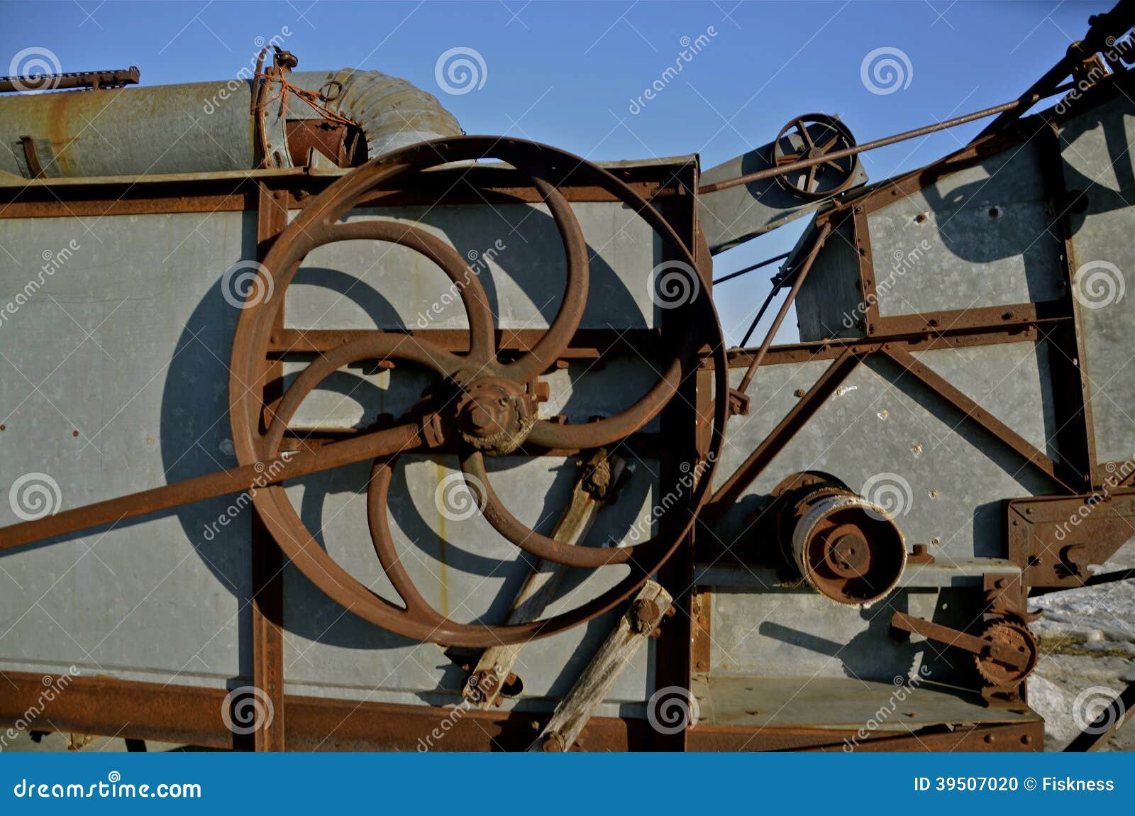 Pulley of a Threshing Machine Stock Photo - Image of antique, gears ...