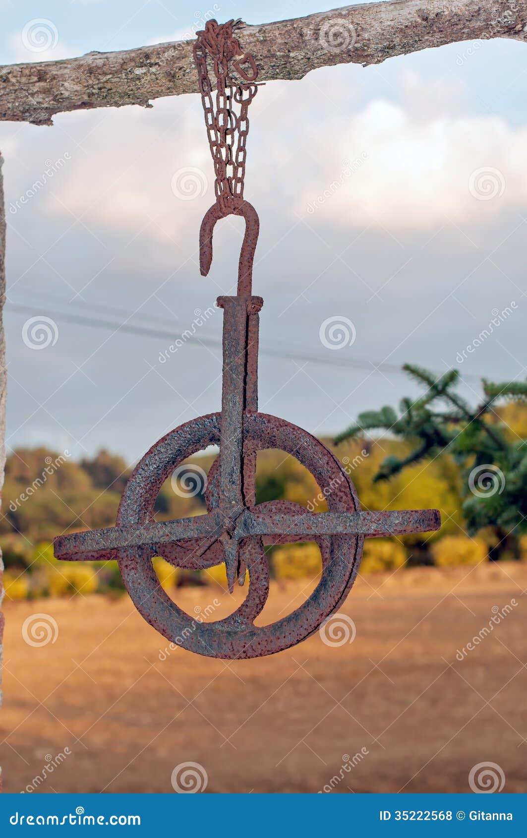 Pulley in a well stock photo. Image of pull, force, load - 35222568