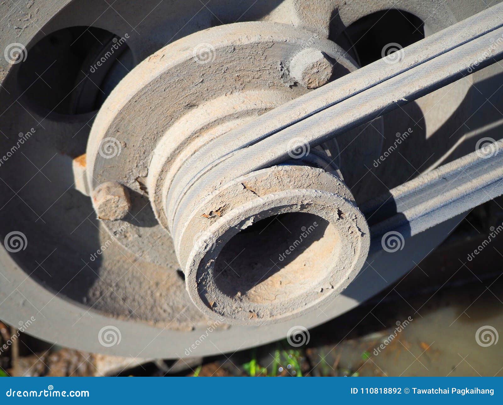 Pulleys and belts. stock photo. Image of engineering - 110818892
