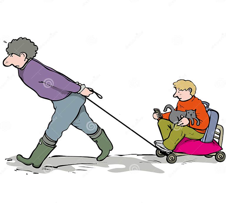 Pulling boy stock vector. Illustration of mollycoddling - 42784966