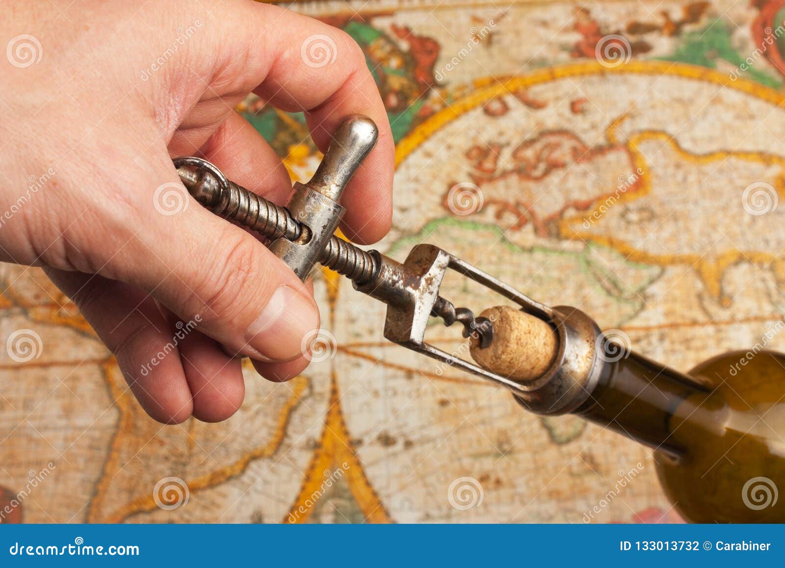 Pulling corkscrew cork stock photo. Image of bottleneck - 133013732