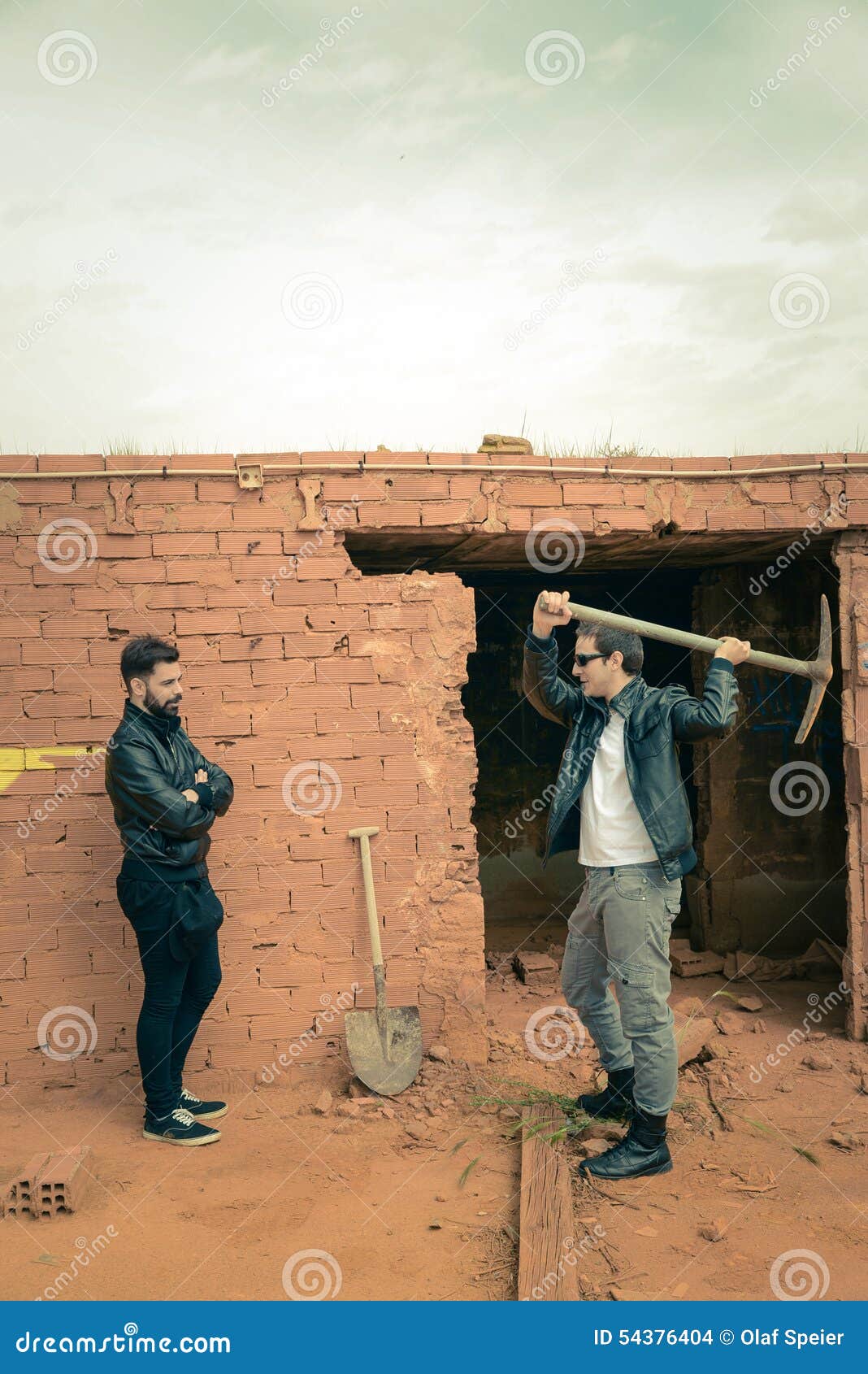 Pulling down a wall stock photo. Image of debris, hitting - 54376404