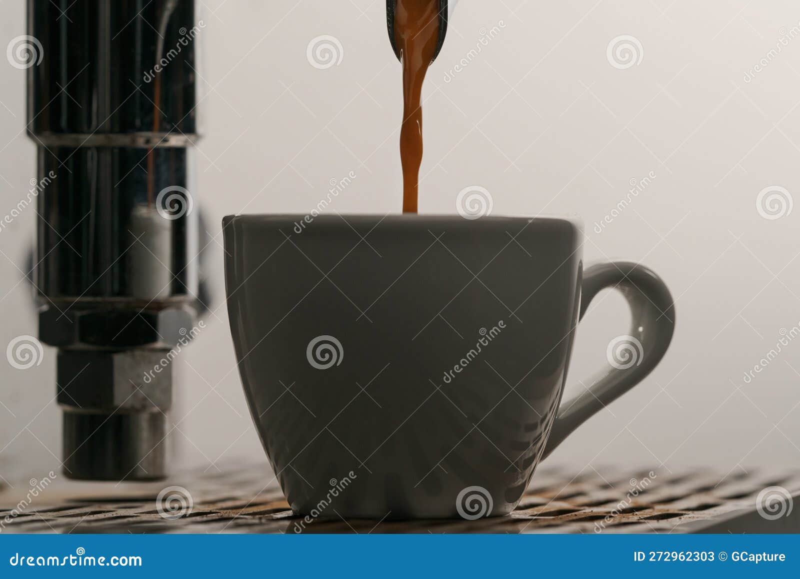 Pulling Espresso Shot with Single Spout Portafilter from Coffee Machine ...