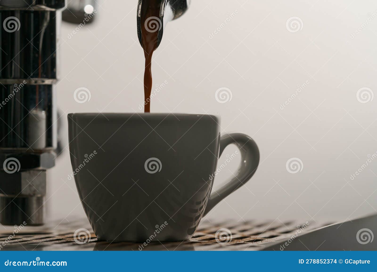 Pulling Espresso Shot with Single Spout Portafilter from Coffee Machine ...