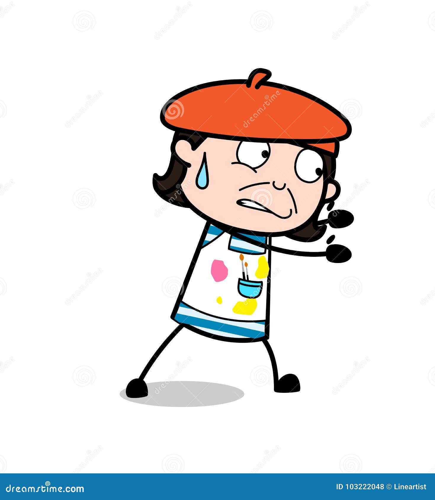 Pulling with Full of Force - Cartoon Artist Vector Illustration Stock ...