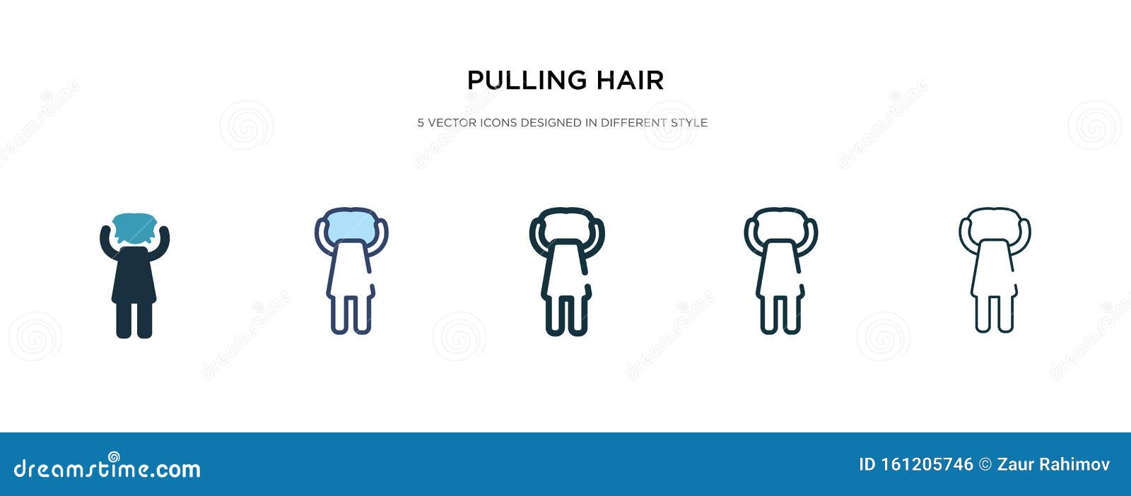 Pulling Hair Icon in Different Style Vector Illustration. Two Colored ...