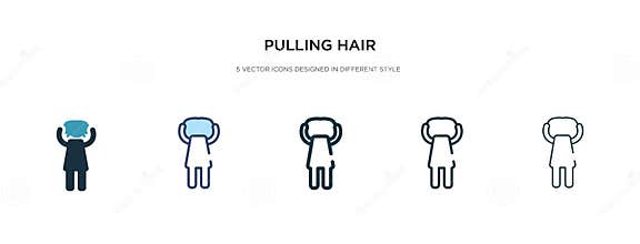 Pulling Hair Icon in Different Style Vector Illustration. Two Colored ...