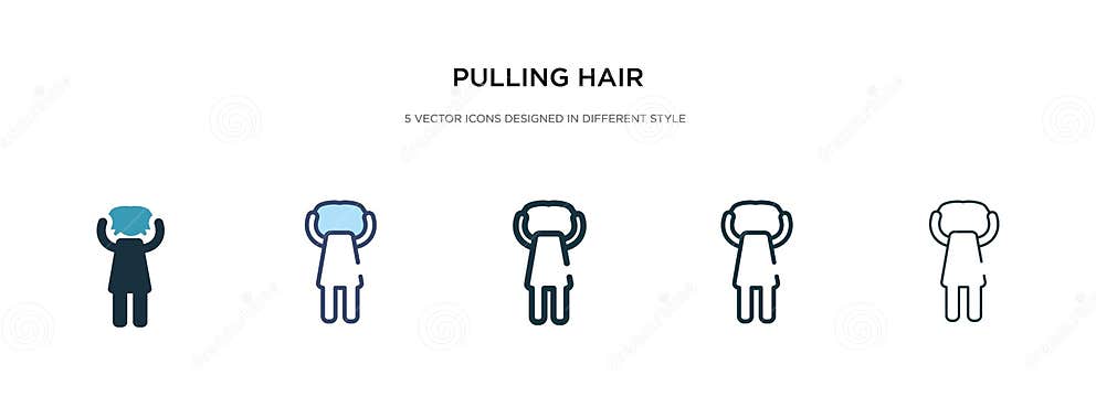 Pulling Hair Icon in Different Style Vector Illustration. Two Colored ...