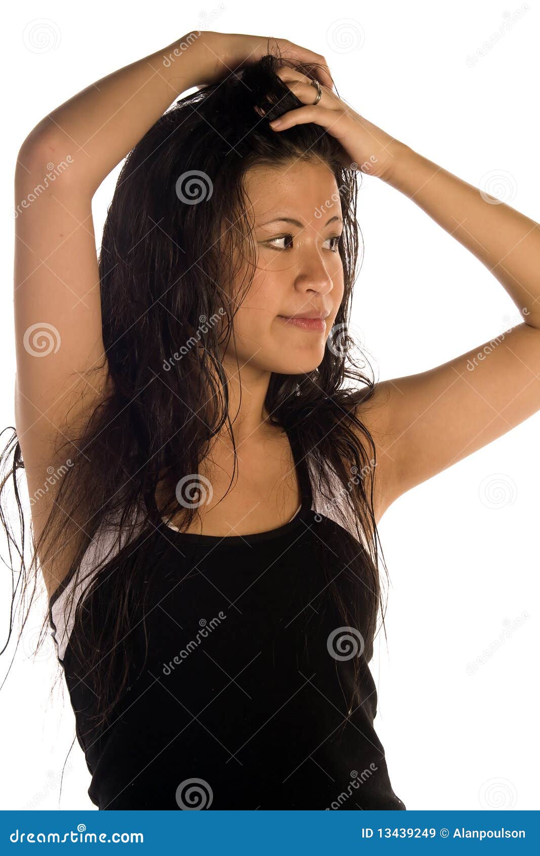 Pulling hair off face stock image. Image of portrait - 13439249