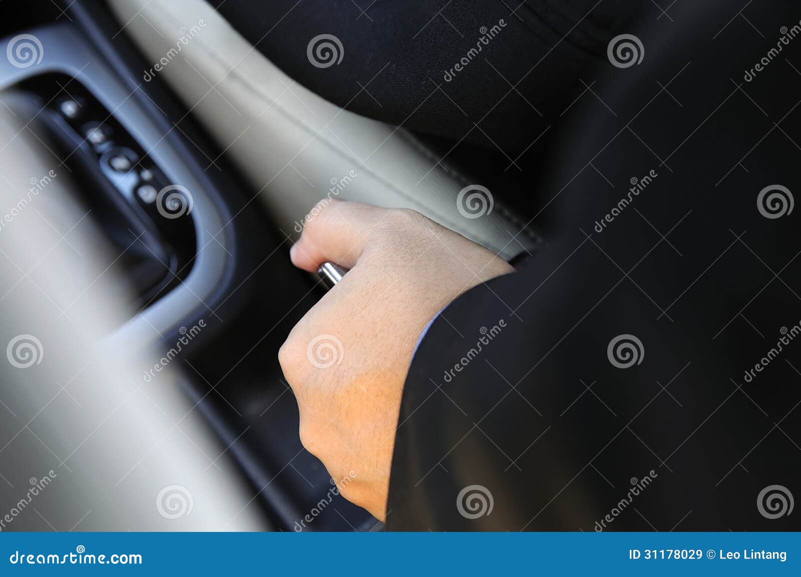 Pulling Hand Brake stock image. Image of pull, leather - 31178029