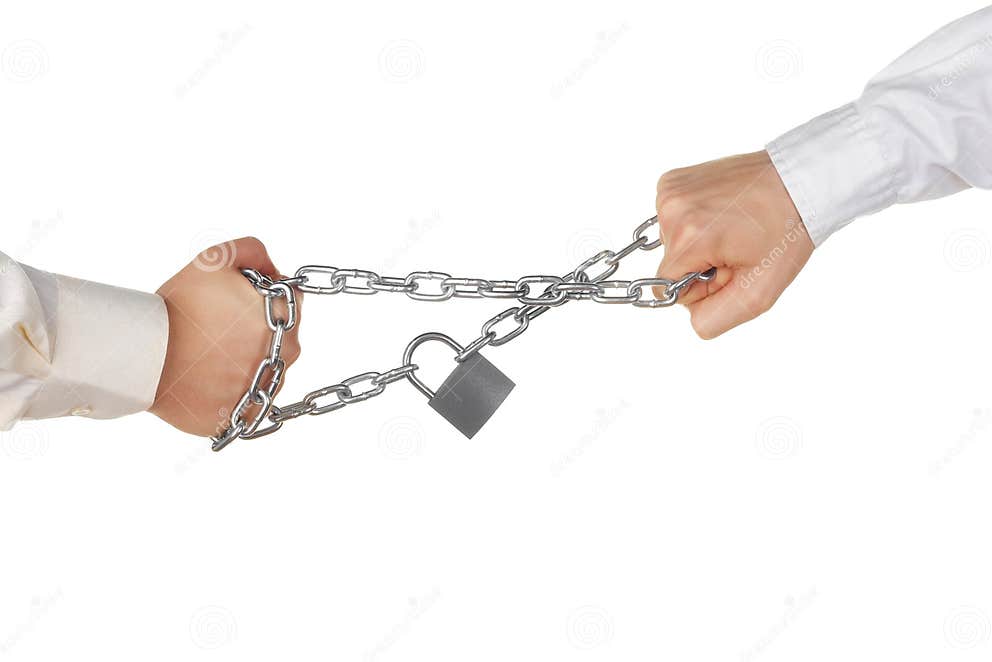 Pulling a locked chain stock photo. Image of isolated - 13563442