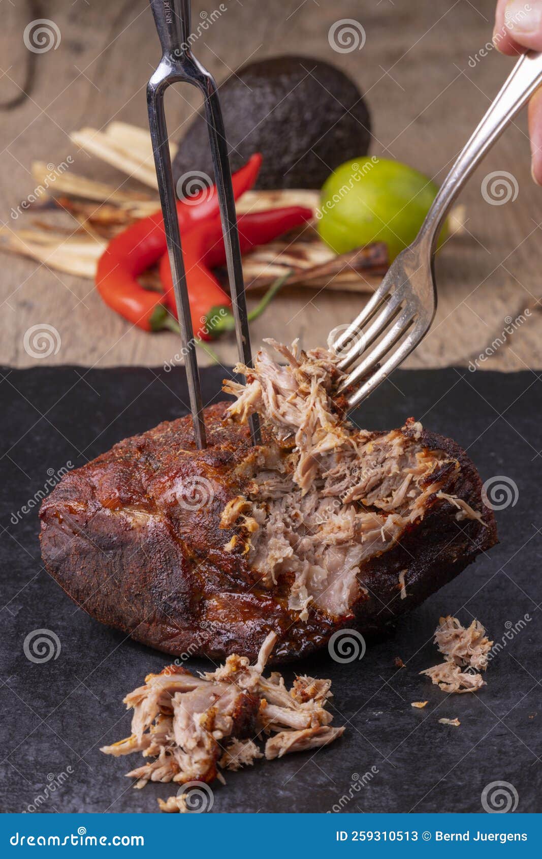 Pulling pulled pork stock image. Image of american, cuisine - 259310513