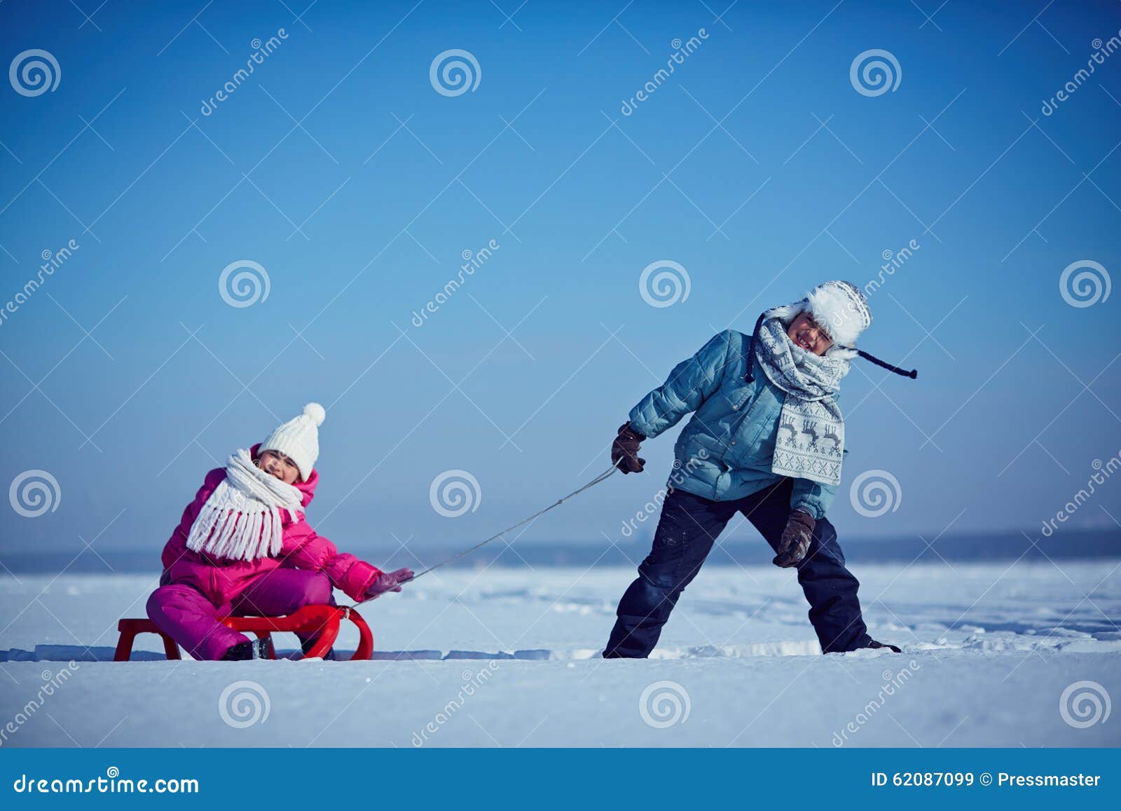 Pulling sledge stock image. Image of childhood, family - 62087099