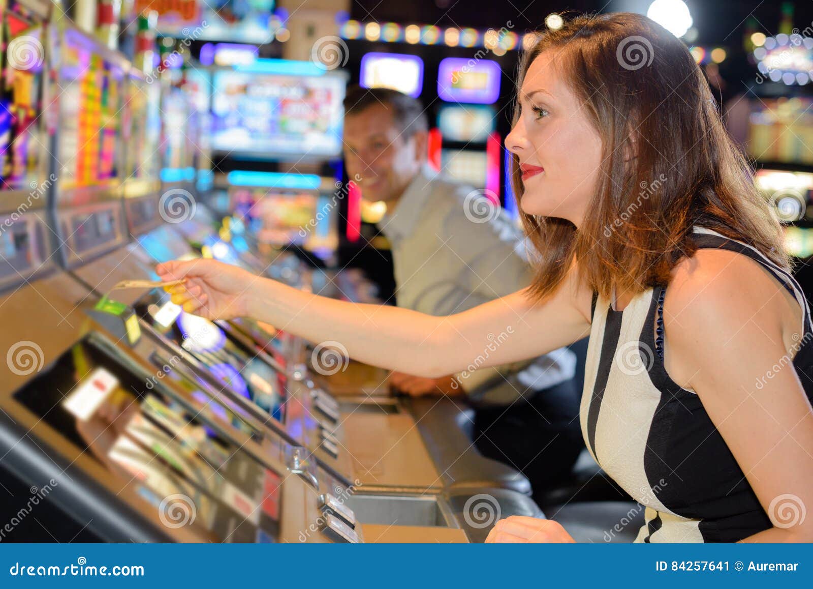 Pulling Slot Machine Ticket Stock Image - Image of adult, coins: 84257641
