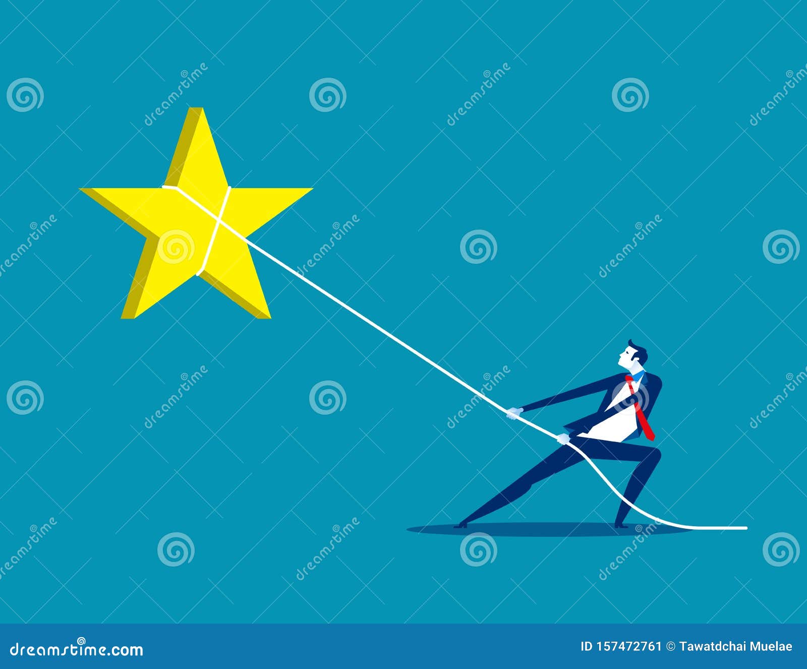 Pulling the Star. Concept Business Vector, Lassoing, Working ...