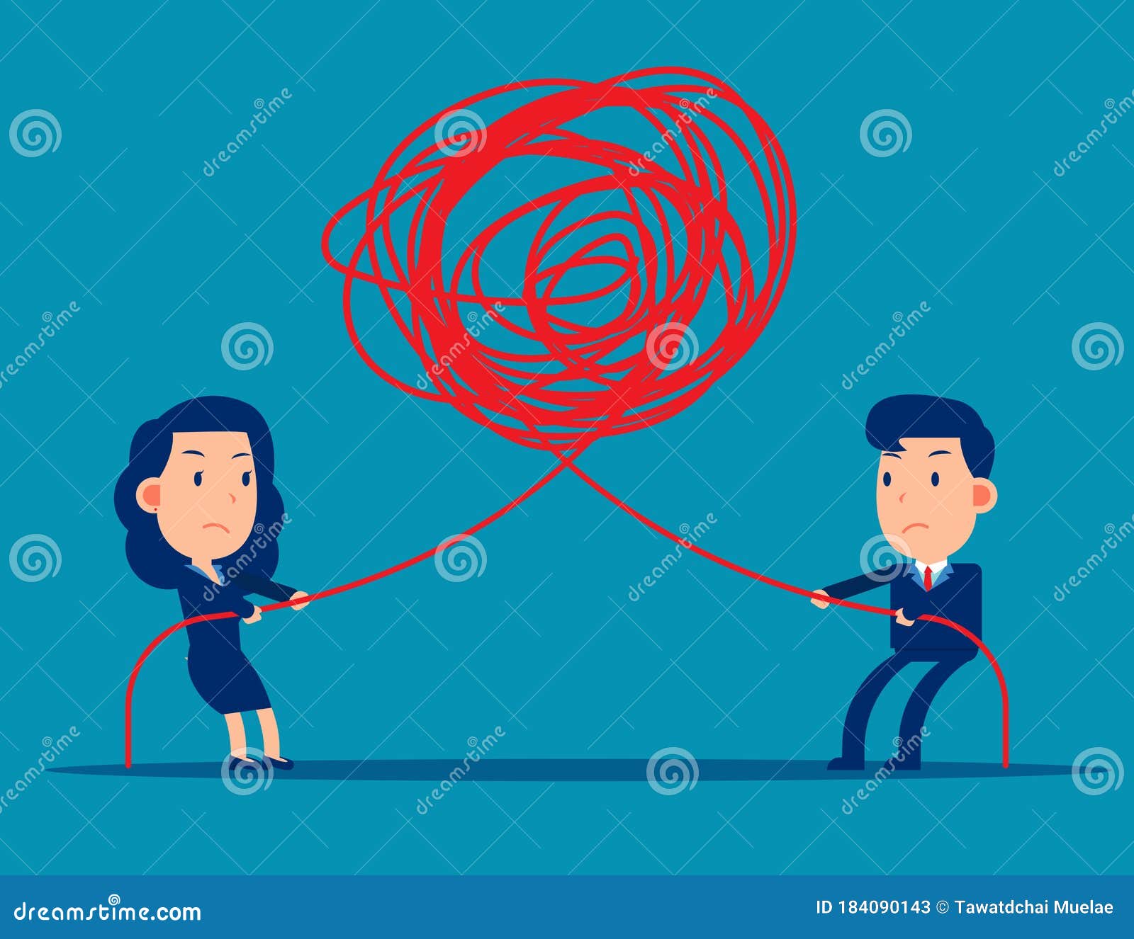 Pulling at Tangled Rope in Opposite Directions. Competition Stock ...