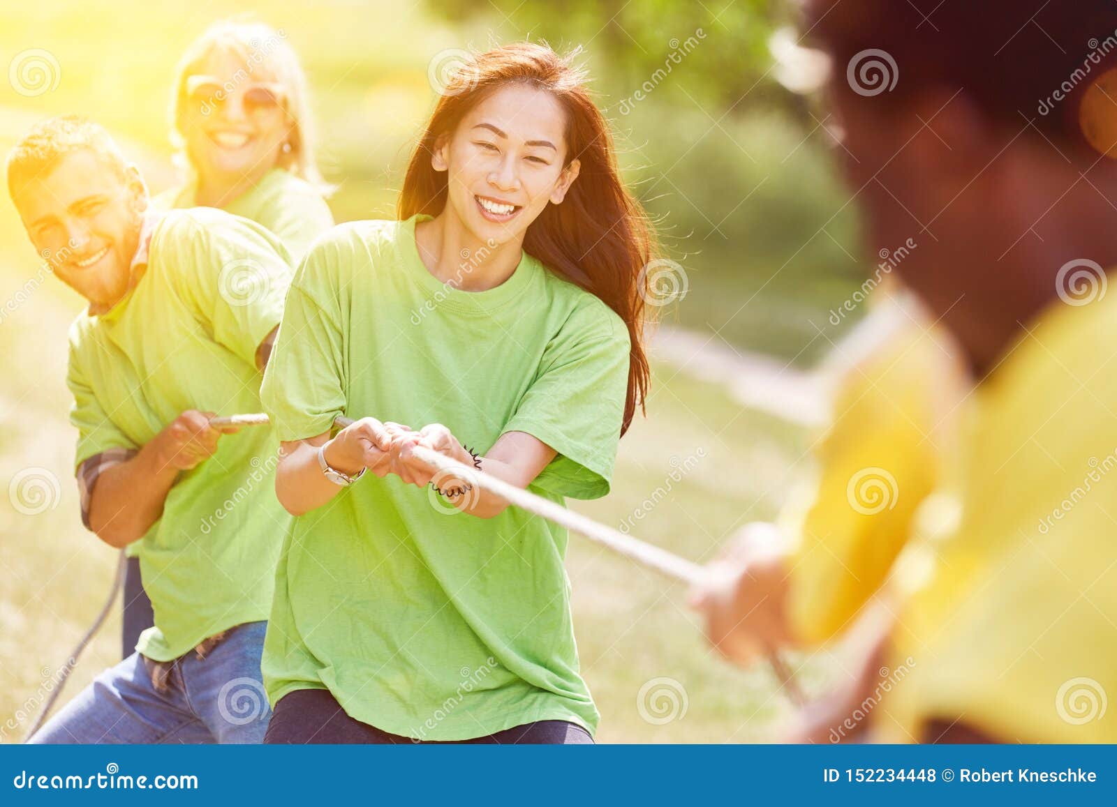 Pulling Together in a Tug-of-war Stock Photo - Image of building ...