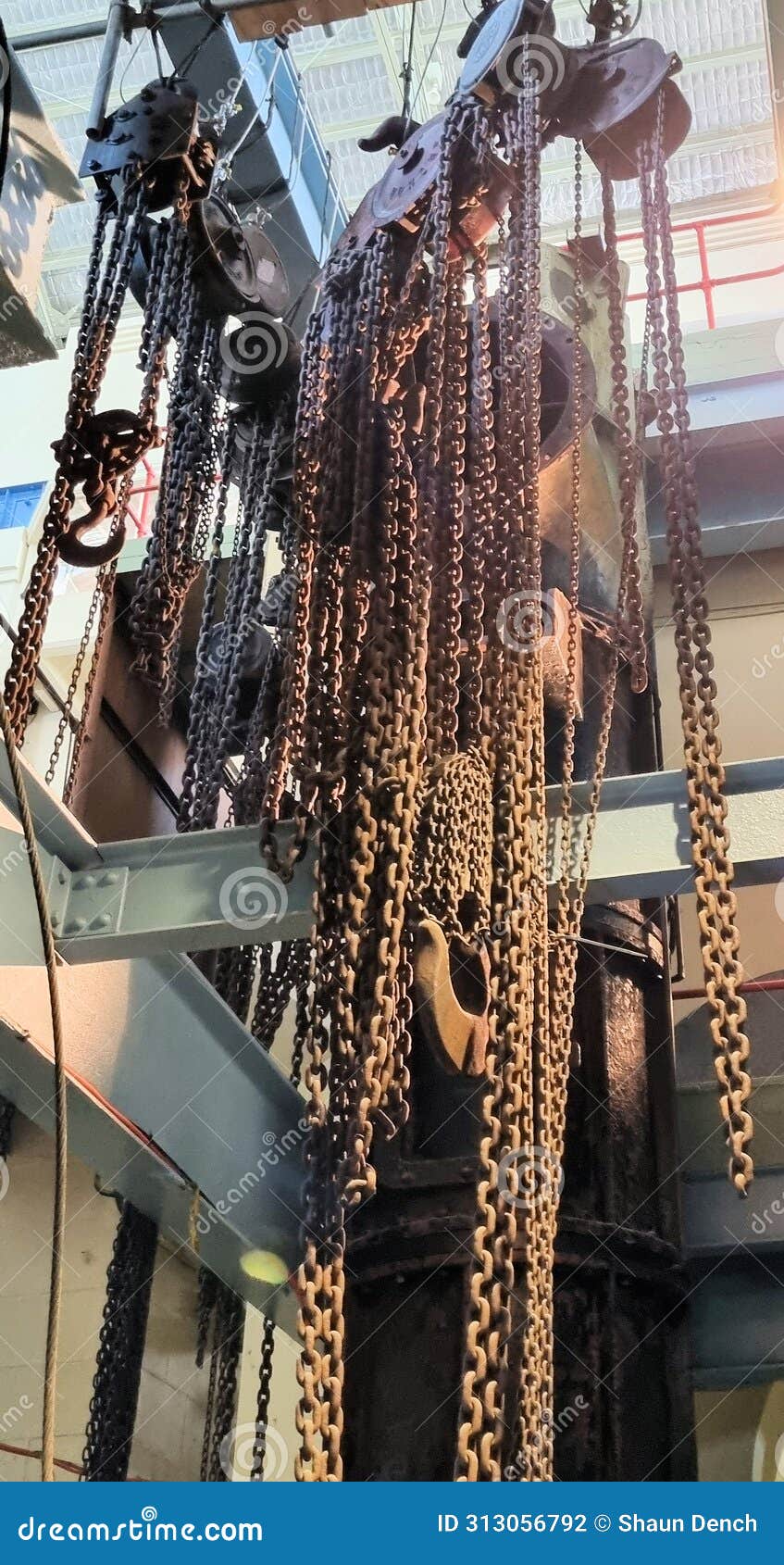 Pully System and Old Rusty Chains Stock Photo - Image of retro ...