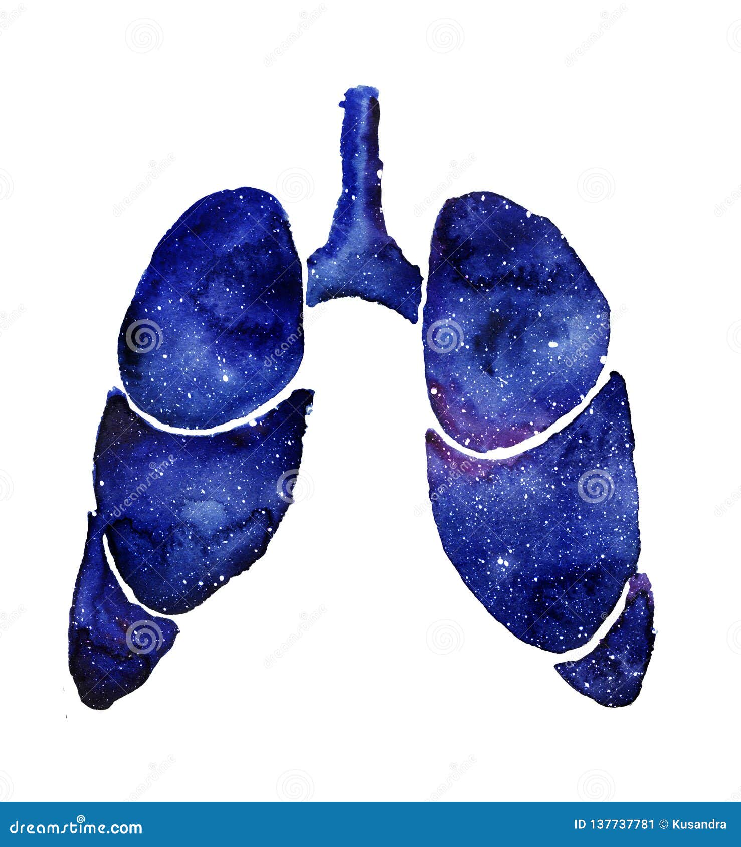 Pulmones Azules Con Efecto De La Galaxia Stock de ilustración ...