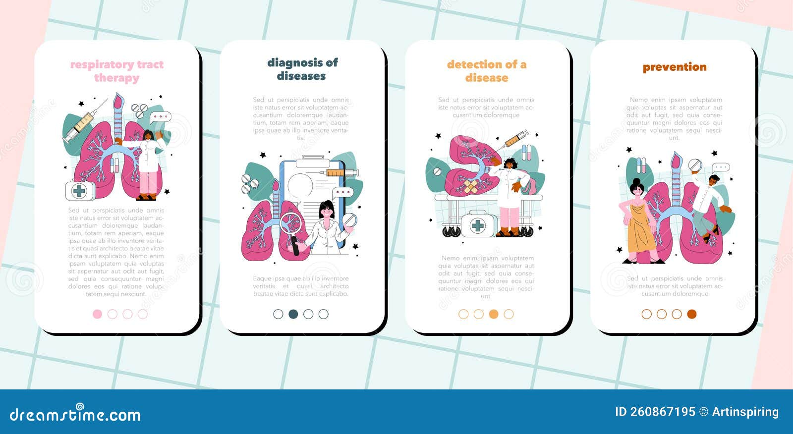 Pulmonologist Mobile Application Banner Set. Pulmonary System Stock ...