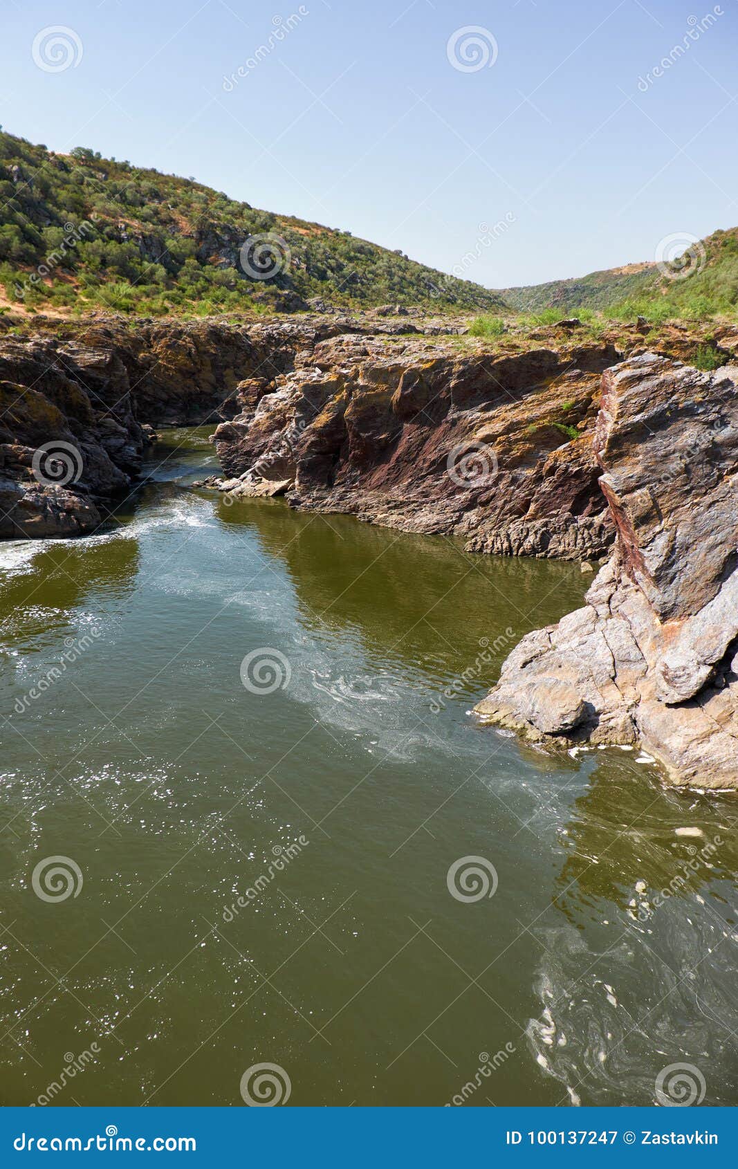 Pulo Do Lobo or Wolf`s Leap Waterfall and Cascade on River Guadi Stock ...
