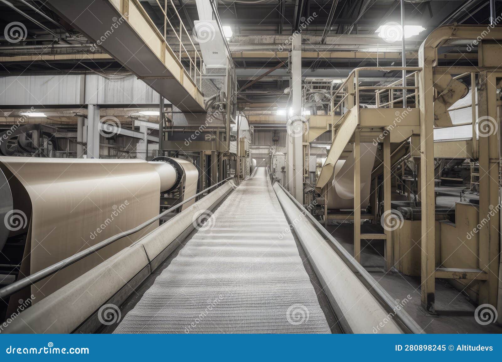 Pulp and Paper Factory, with Conveyor Belts Moving Fresh Sheets of ...