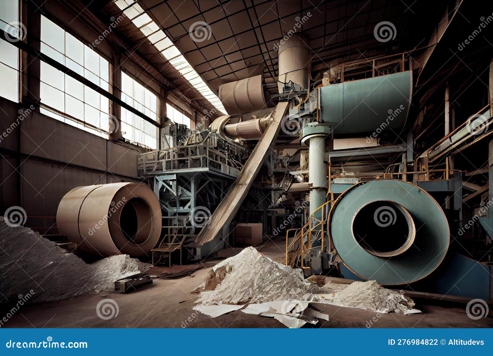 Pulp and Paper Factory, with Conveyor Belts Transporting Rolls of ... Pulp and Paper Factory, with Conveyor Belts Transporting Rolls of ...