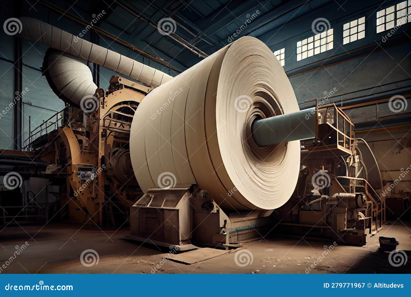 Pulp and Paper Factory, with Huge Machines Churning Out Rolls of Paper ... Pulp and Paper Factory, with Huge Machines Churning Out Rolls of Paper ...