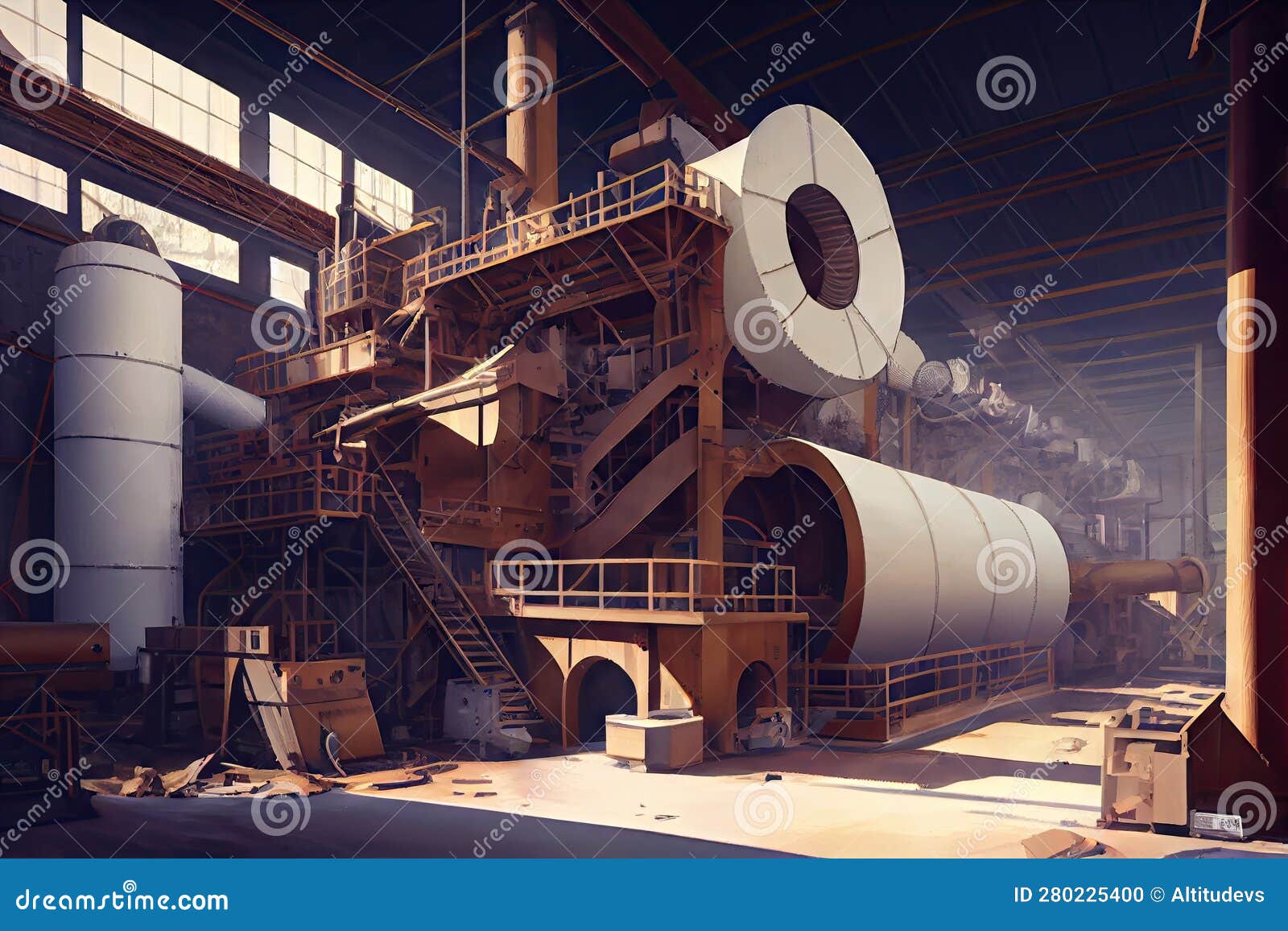 Pulp and Paper Factory, with Huge Machines Churning and Rolling the ... Pulp and Paper Factory, with Huge Machines Churning and Rolling the ...