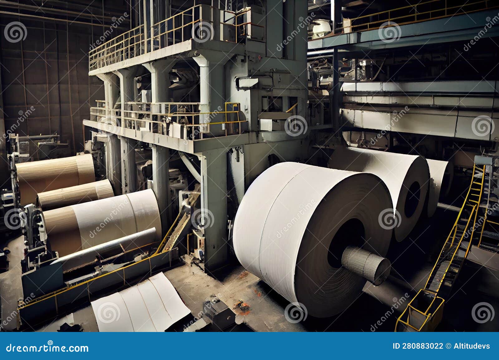 Pulp and Paper Factory, with Huge Machines and Conveyor Belts Producing ... Pulp and Paper Factory, with Huge Machines and Conveyor Belts Producing ...