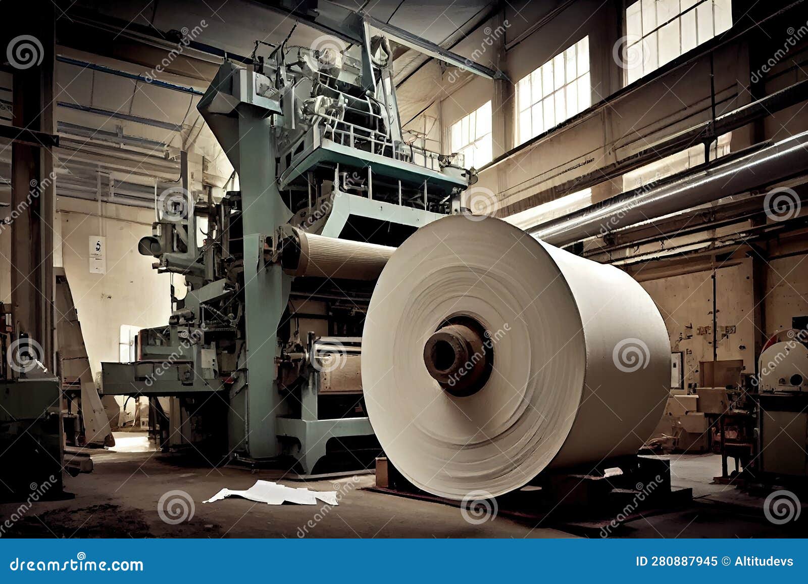 Pulp and Paper Factory, with Huge Machines Producing High-quality Paper ...