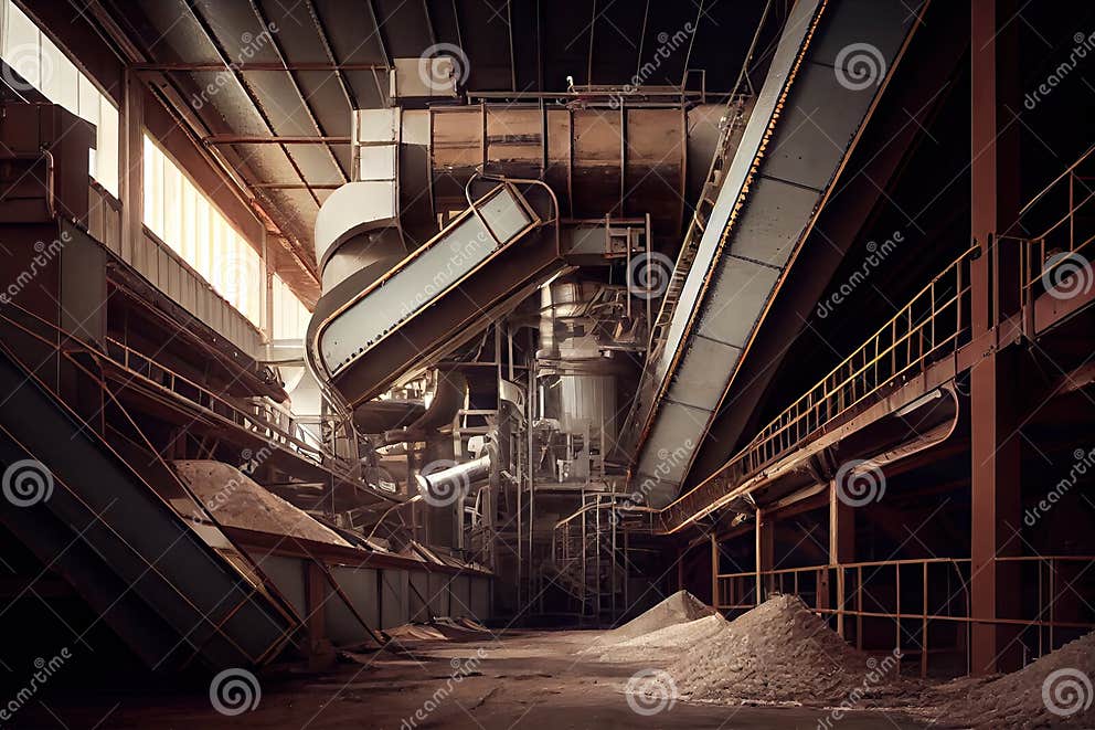 Pulp and Paper Factory, with Multiple Conveyor Belts Transporting Raw ... Pulp and Paper Factory, with Multiple Conveyor Belts Transporting Raw ...