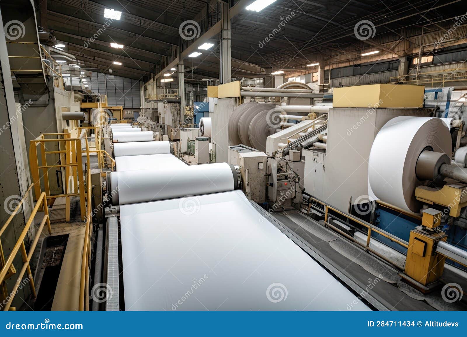 Pulp and Paper Factory, with Production Line in Full Swing, Creating ...