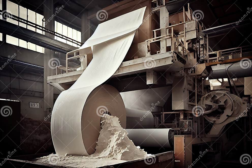 Pulp and Paper Machine in Action, with Conveyor Belt Transporting ...