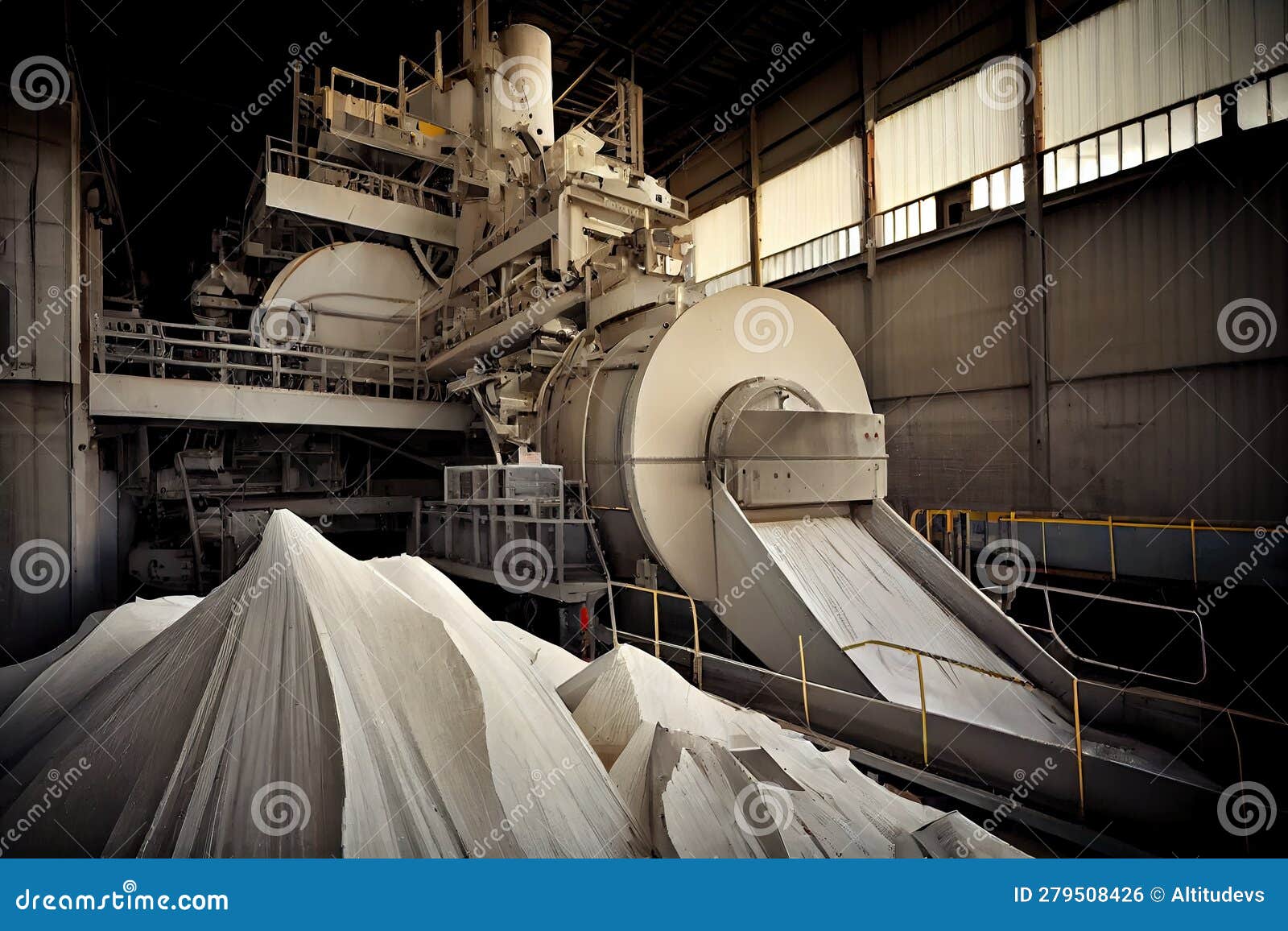 Pulp and Paper Machine in Action, with Conveyor Belt Transporting ...