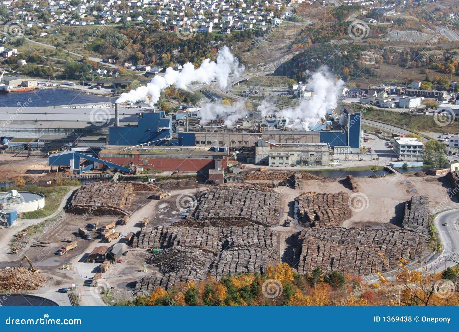 Pulp & Paper Mill stock photo. Image of piles, pollution - 1369438