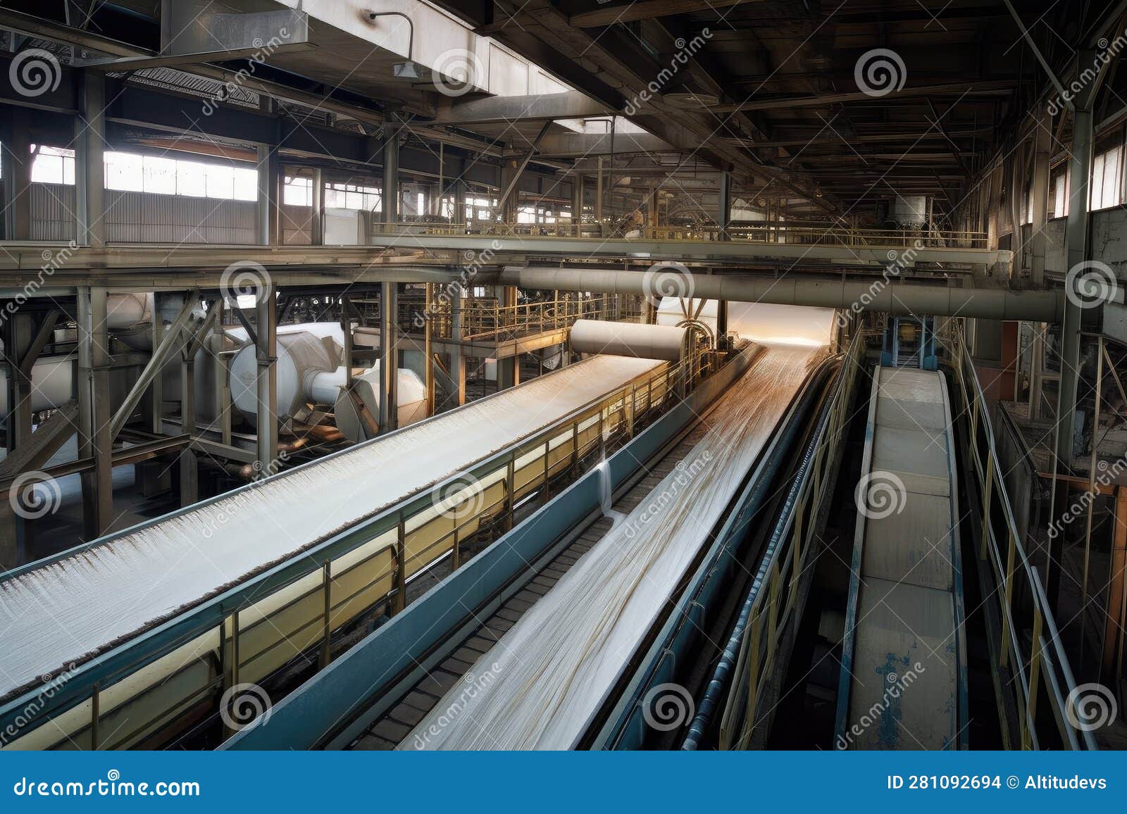 Pulp and Paper Mill, with Conveyor Belt Transporting Sheets of Paper ...