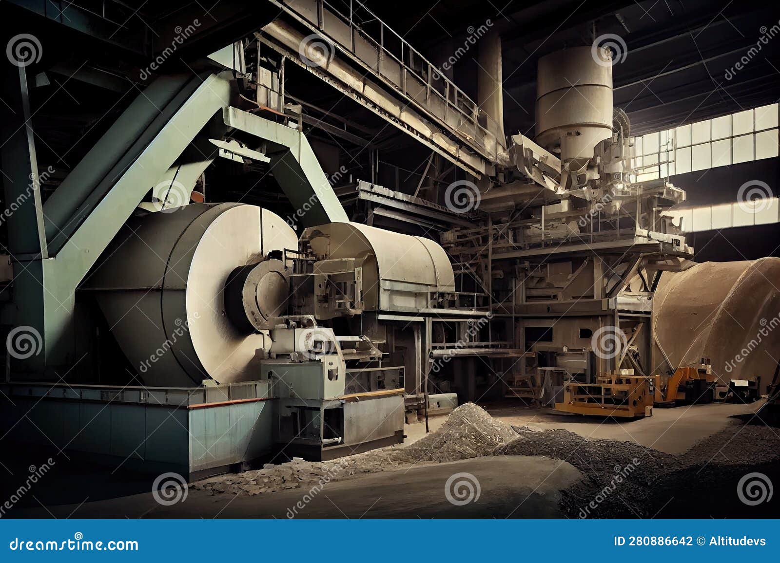Pulp and Paper Mill, with Heavy Machinery and Conveyor Belts in Motion ...