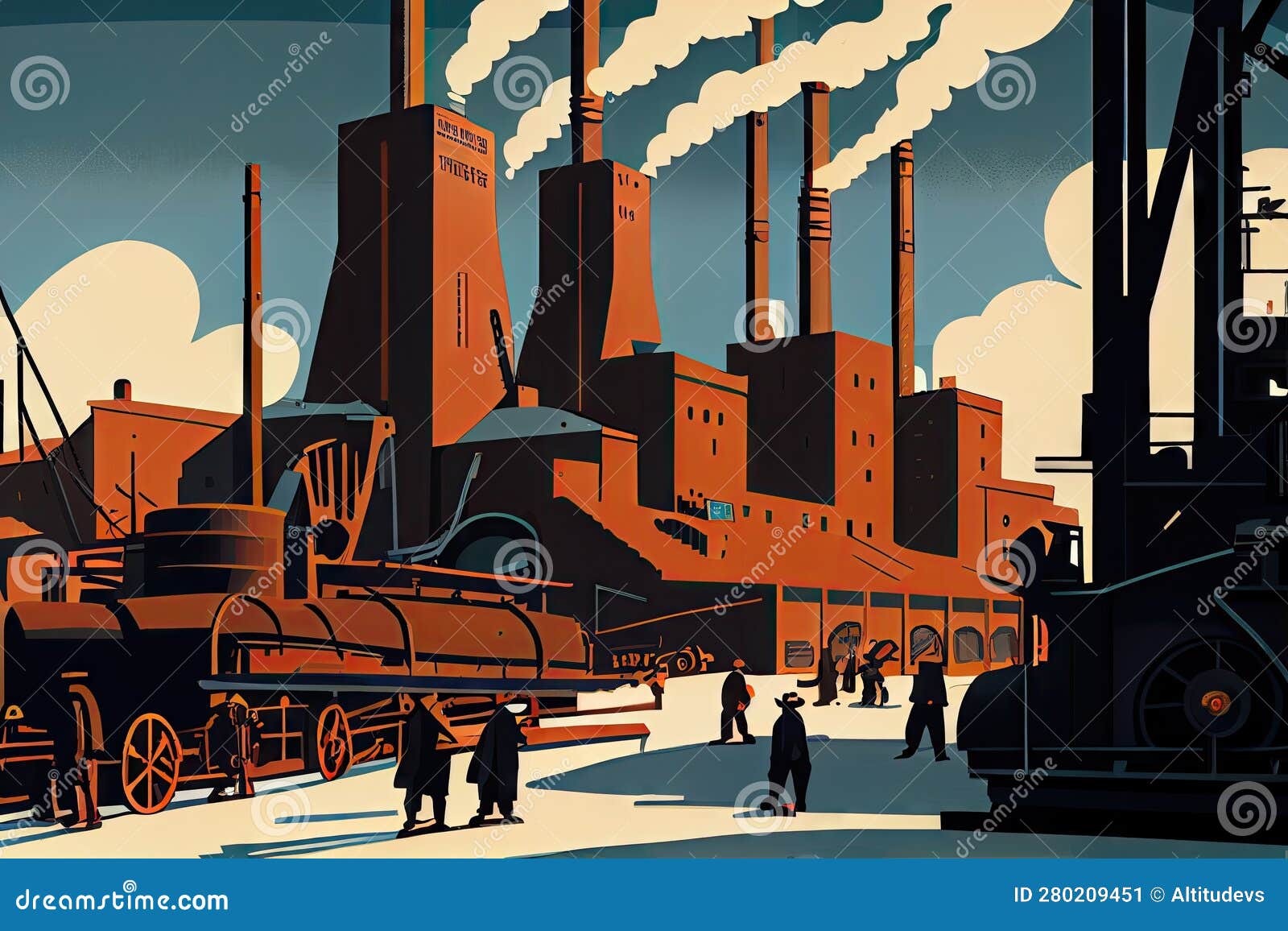 Pulp and Paper Mill, with Machines and Workers Moving about in a Flurry ...