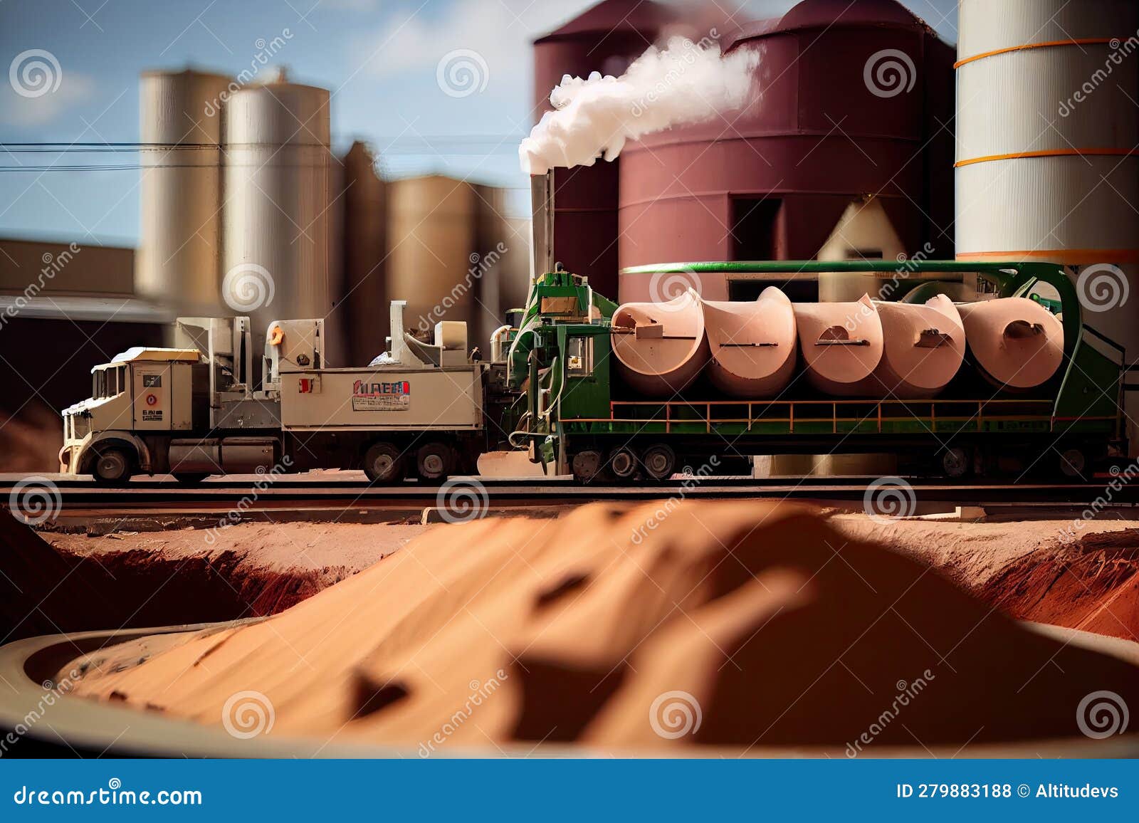 Pulp and Paper Mill, with Raw Materials Being Transported To the ...