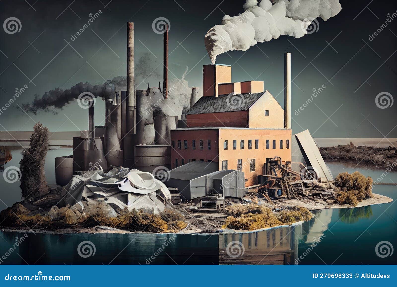 Pulp and Paper Mill, with Steam Rising from the Water in the Bleaching ...