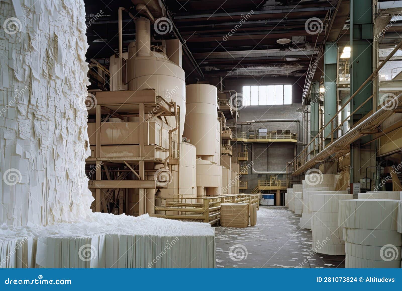 Pulp and Paper Mill, with Towering Stacks of Bleached and Pressed ...