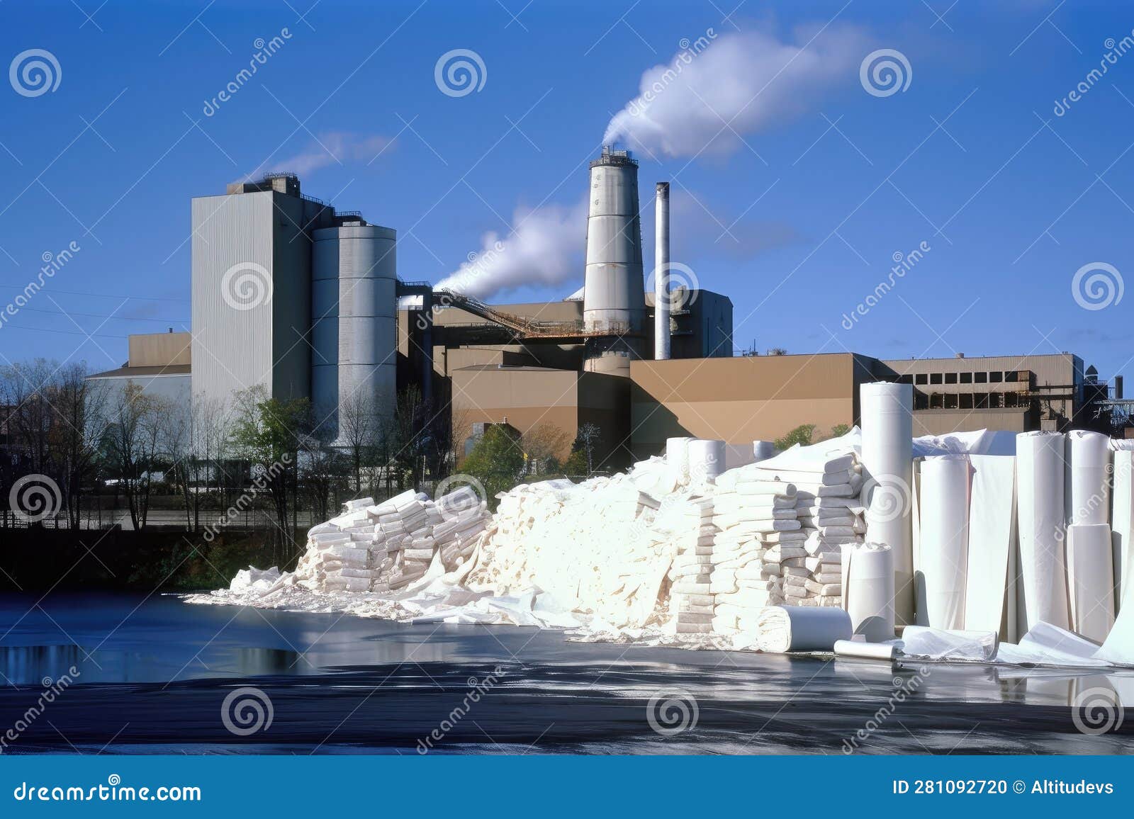 Pulp and Paper Mill, with Towering Stacks of Bleached and Pressed ...