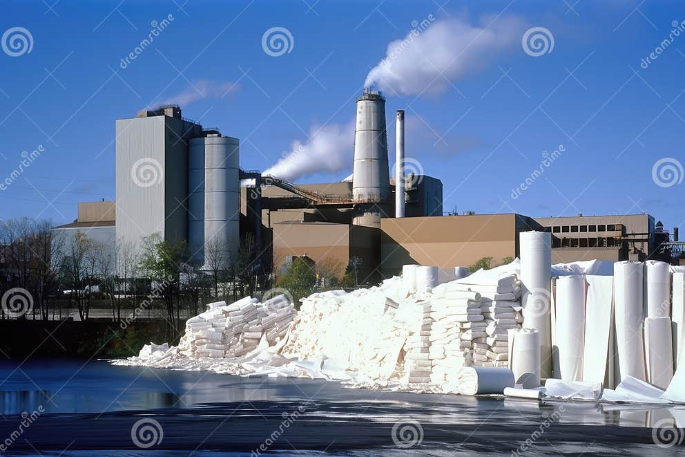 Pulp and Paper Mill, with Towering Stacks of Bleached and Pressed ...