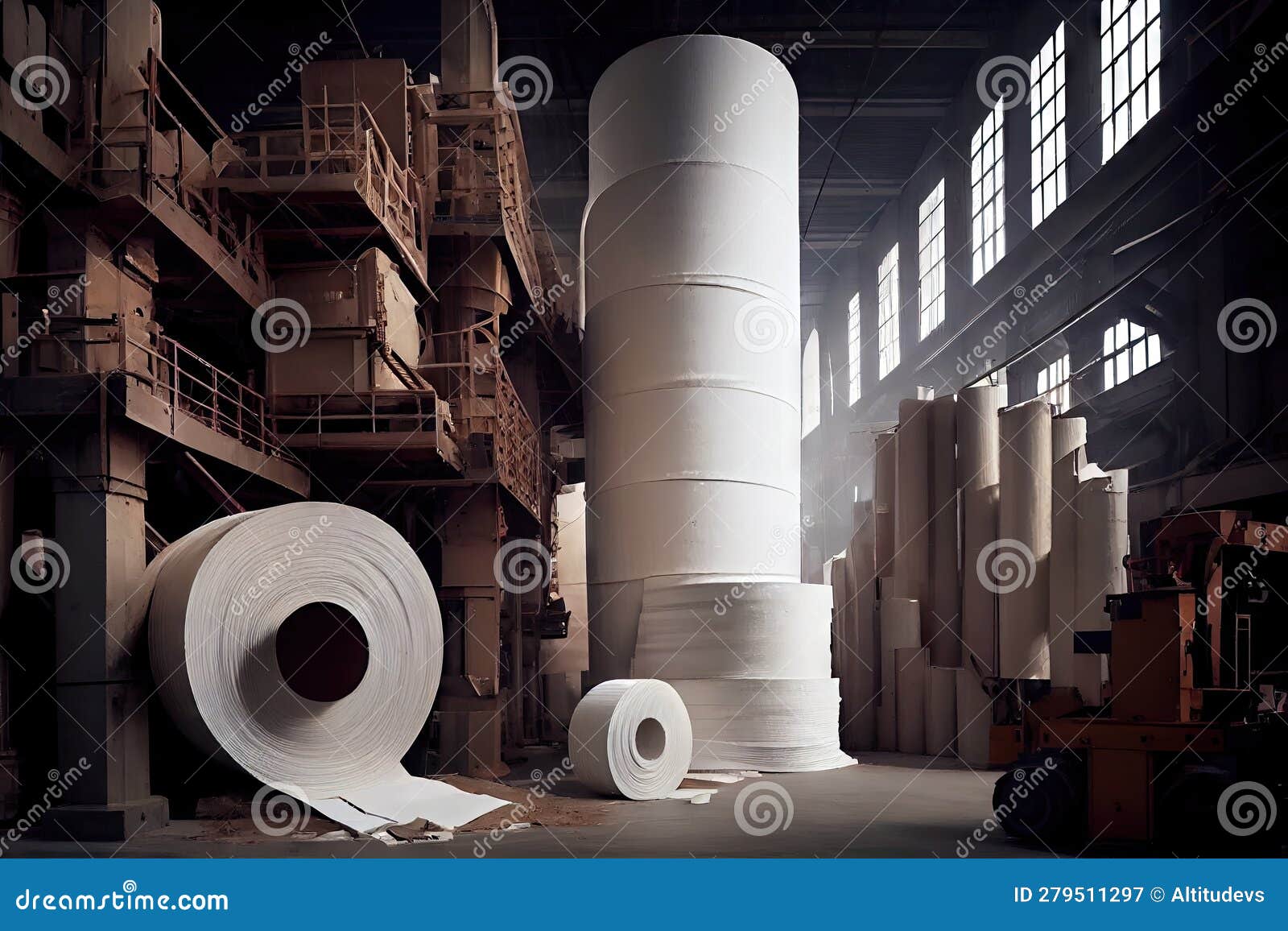 Pulp and Paper Mill, with Towering Stacks of Freshly Cut Paper ...