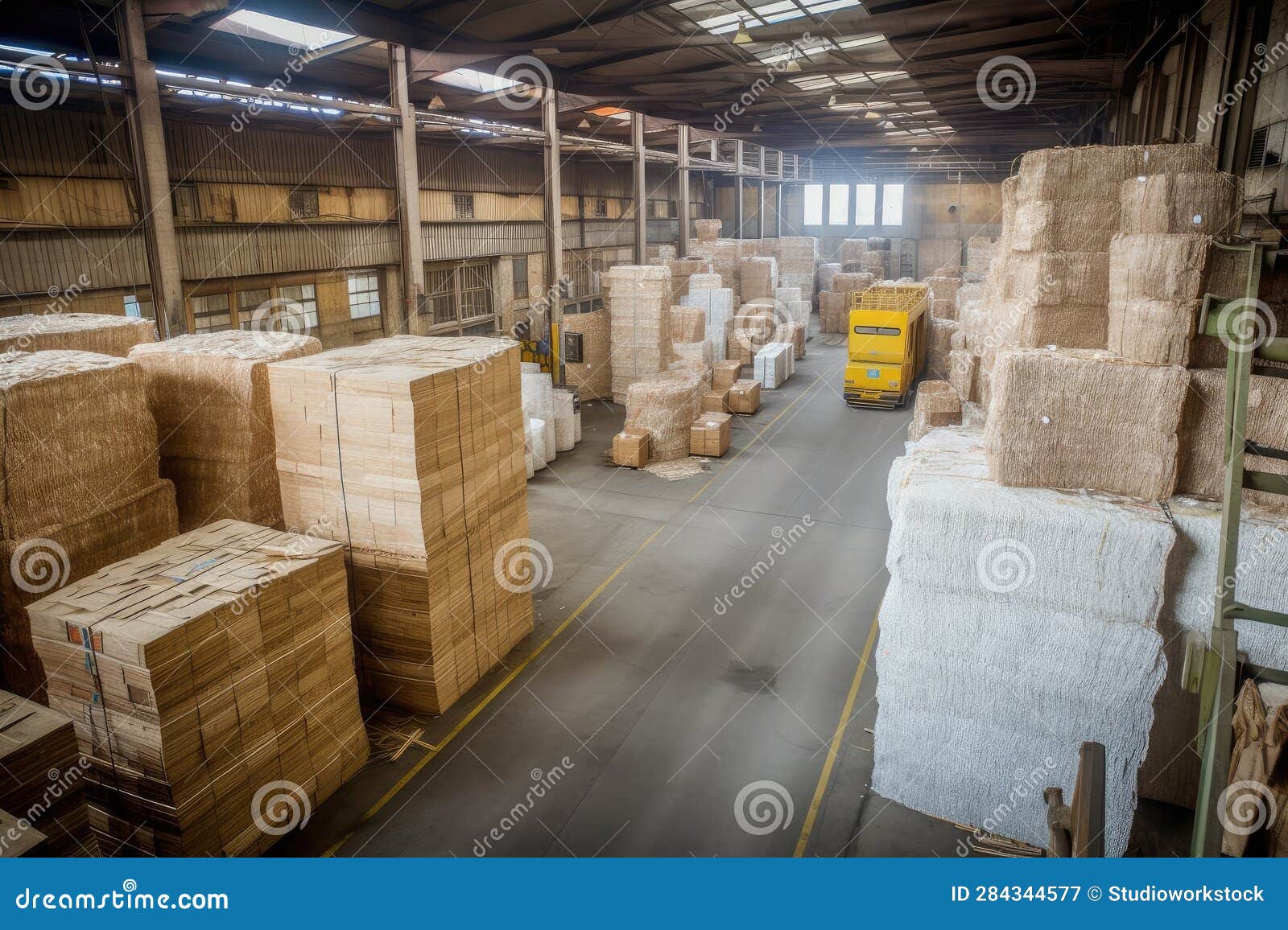 Pulp and Paper Mill Warehouse, with Stacks of Raw Materials and ...