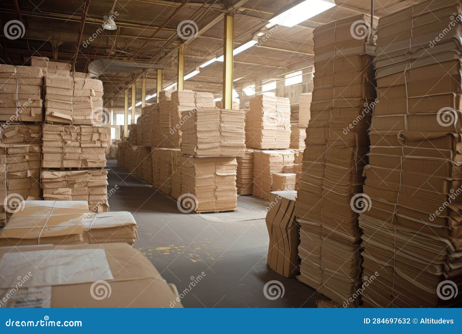 Pulp and Paper Mill Warehouse, with Stacks of Raw Materials and ...